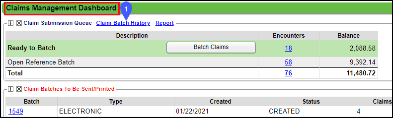 Claim Batch History