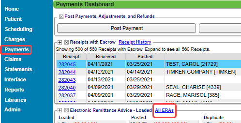 Apply Payments from a Receipt with Escrow Amounts