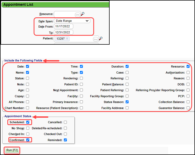 Appointment List Report